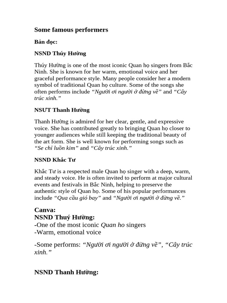 Some Famous Performers | PDF