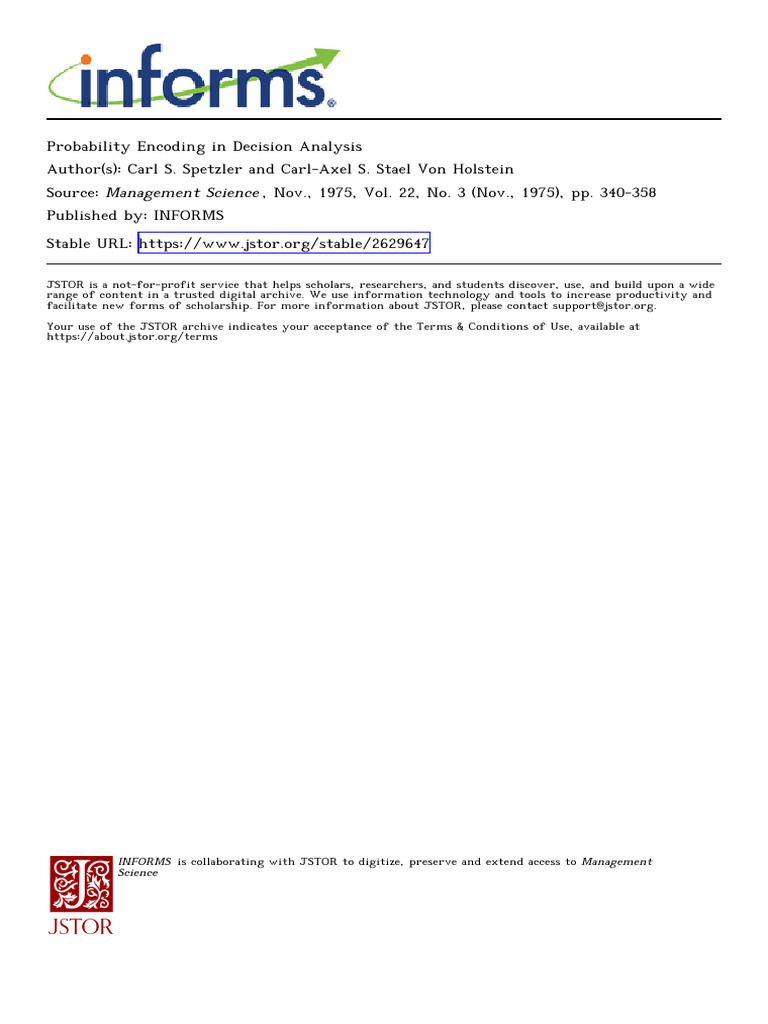 Spetzler ProbabilityEncodingDecision 1975 | PDF | Bias | Information