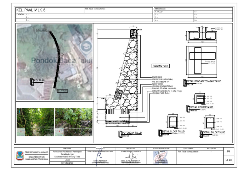 Perencanaan Talud Lorong Merpati Manado | PDF