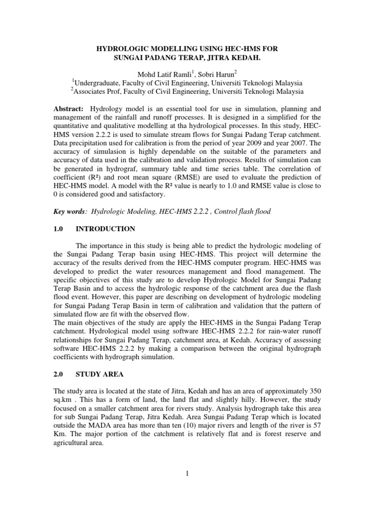 HEC-HMS Hydrologic Model for Kedah | PDF | Computer Simulation ...