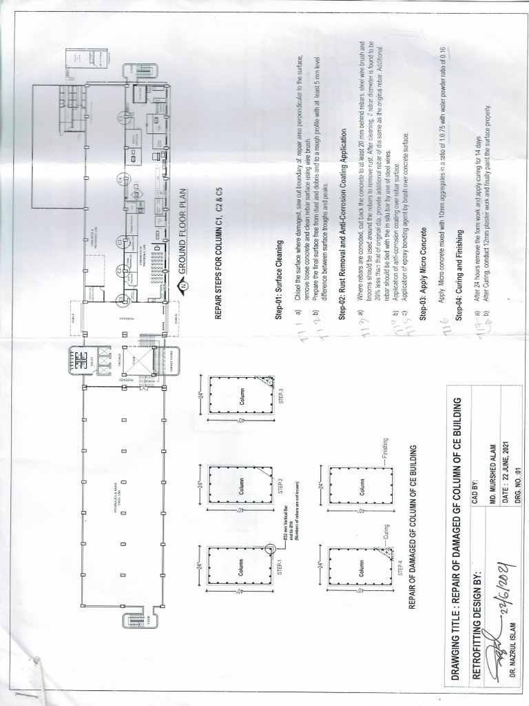 Civil Building Ground Floor Column Jacketing Page 01 | PDF