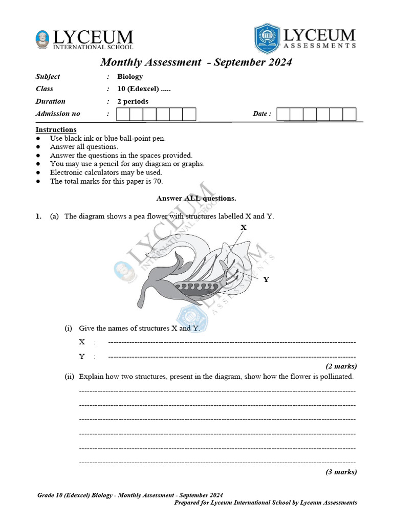 Grade 10 (Edexcel) - Biology | PDF | Menstrual Cycle | Germination