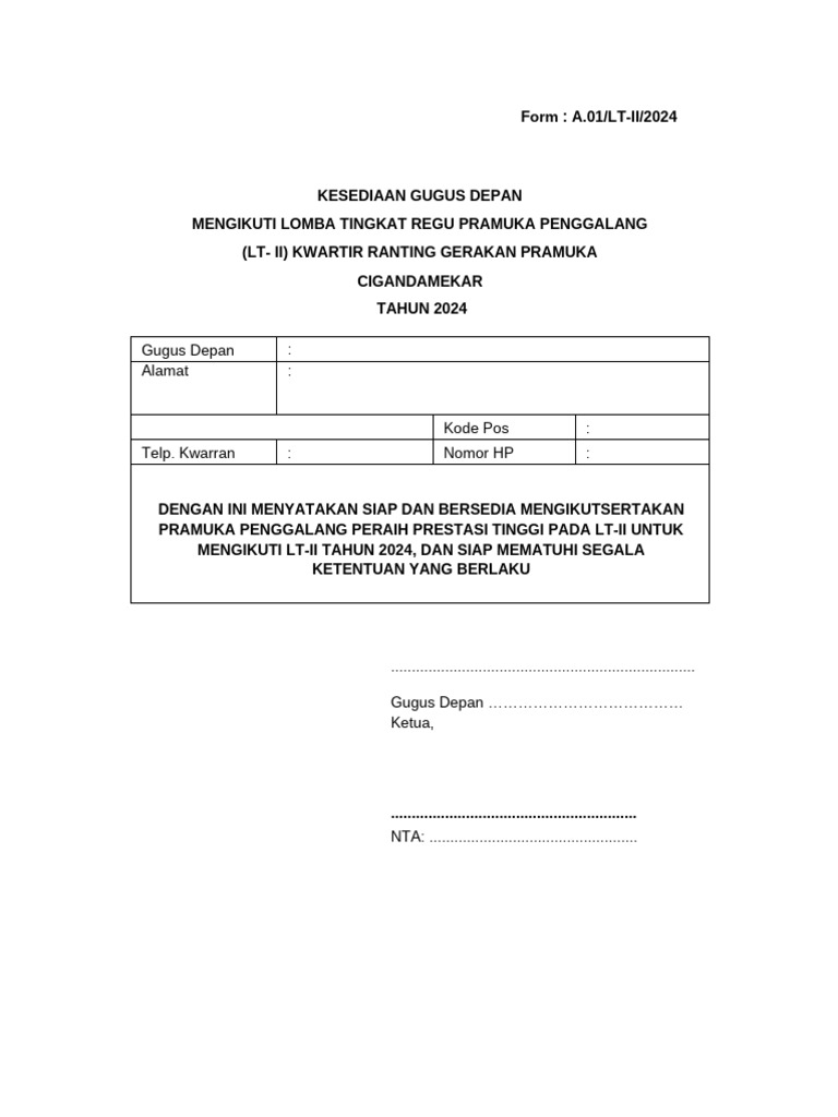 Form - Pramuka | PDF
