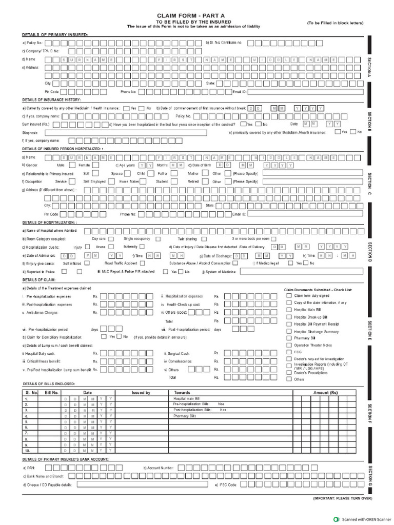 Claim Form Insured | PDF