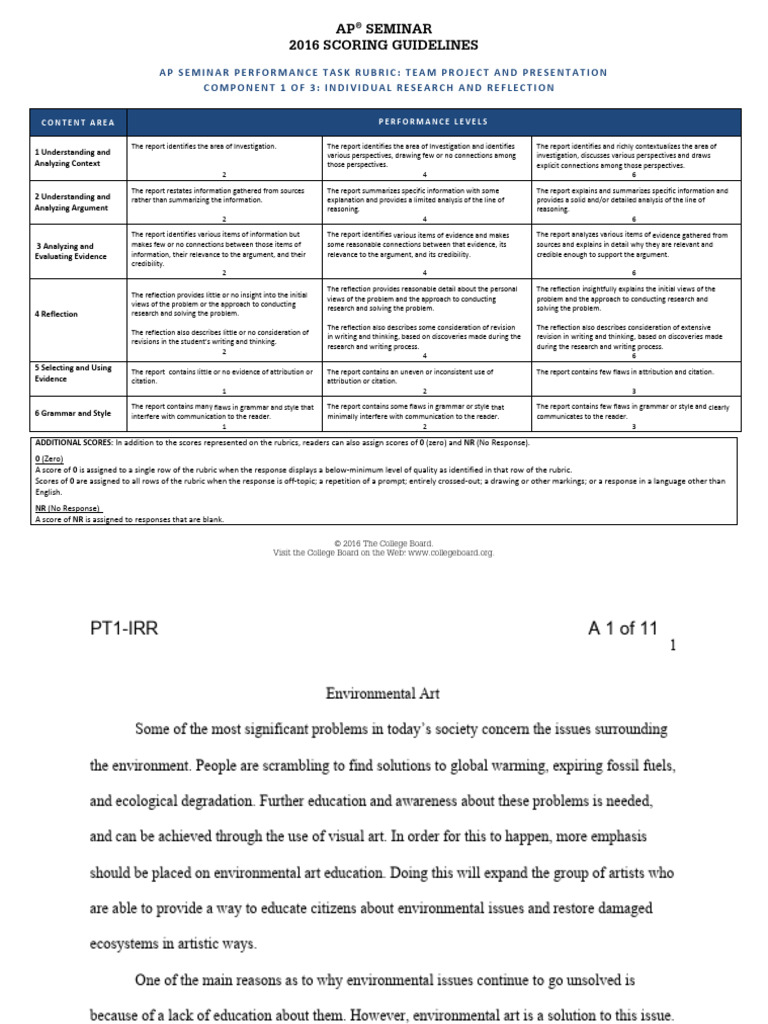 AP Seminar Team Project Rubric Guide | PDF | United States Border ...