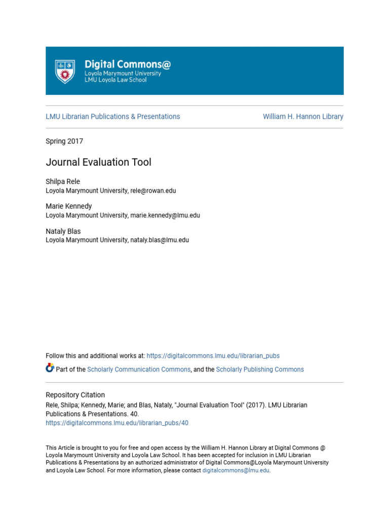 Journal Evaluation Tool for Researchers | PDF | Academic Journal ...