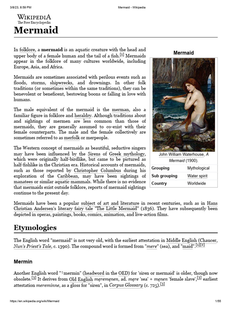 Mermaid - Wikipedia | PDF | Mermaid