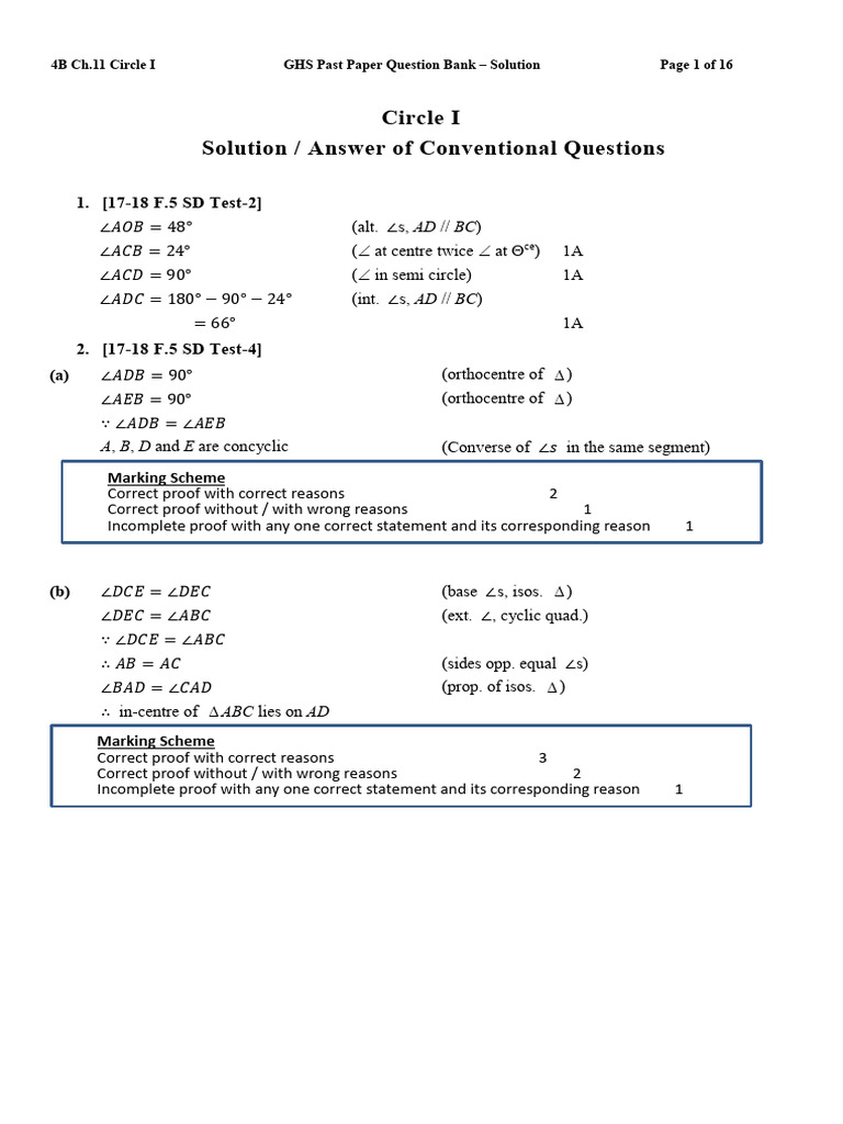 (17-22) 4B-Ch.11-Circle-ANS | PDF | Circle | Angle