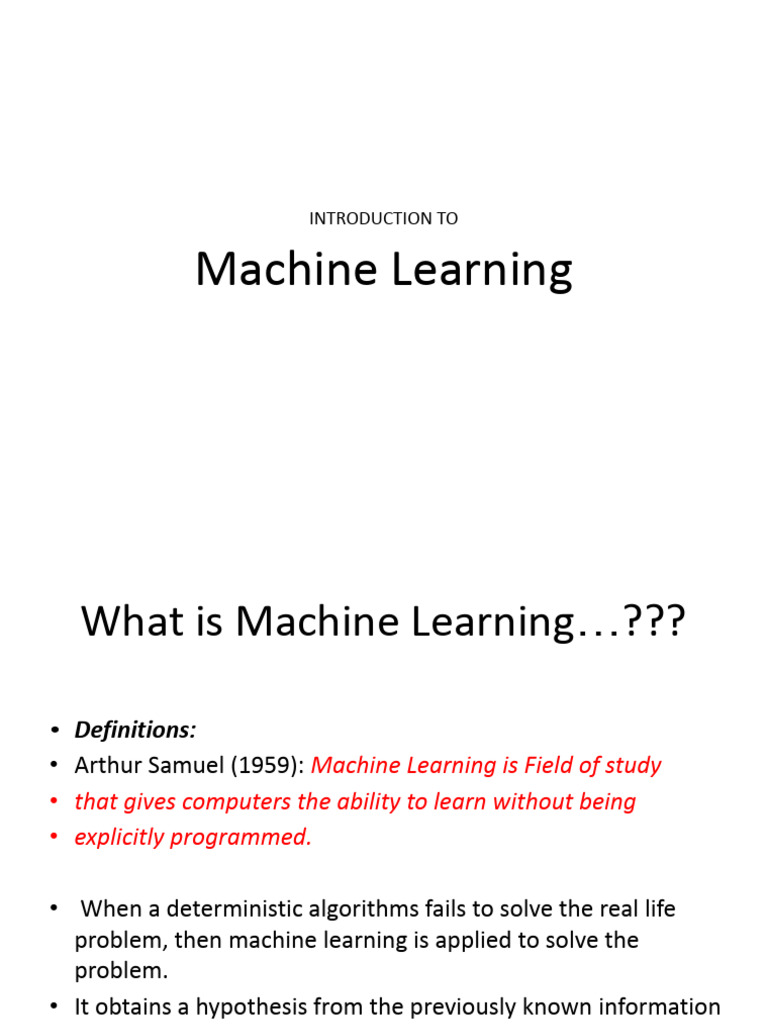 Introduction to Machine Learning Concepts | PDF | Machine Learning ...