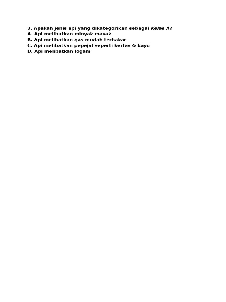 Jenis Api Kelas A: Definisi dan Contoh | PDF