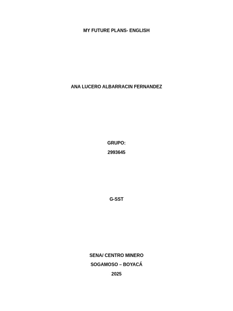 My Future Plans - English | PDF