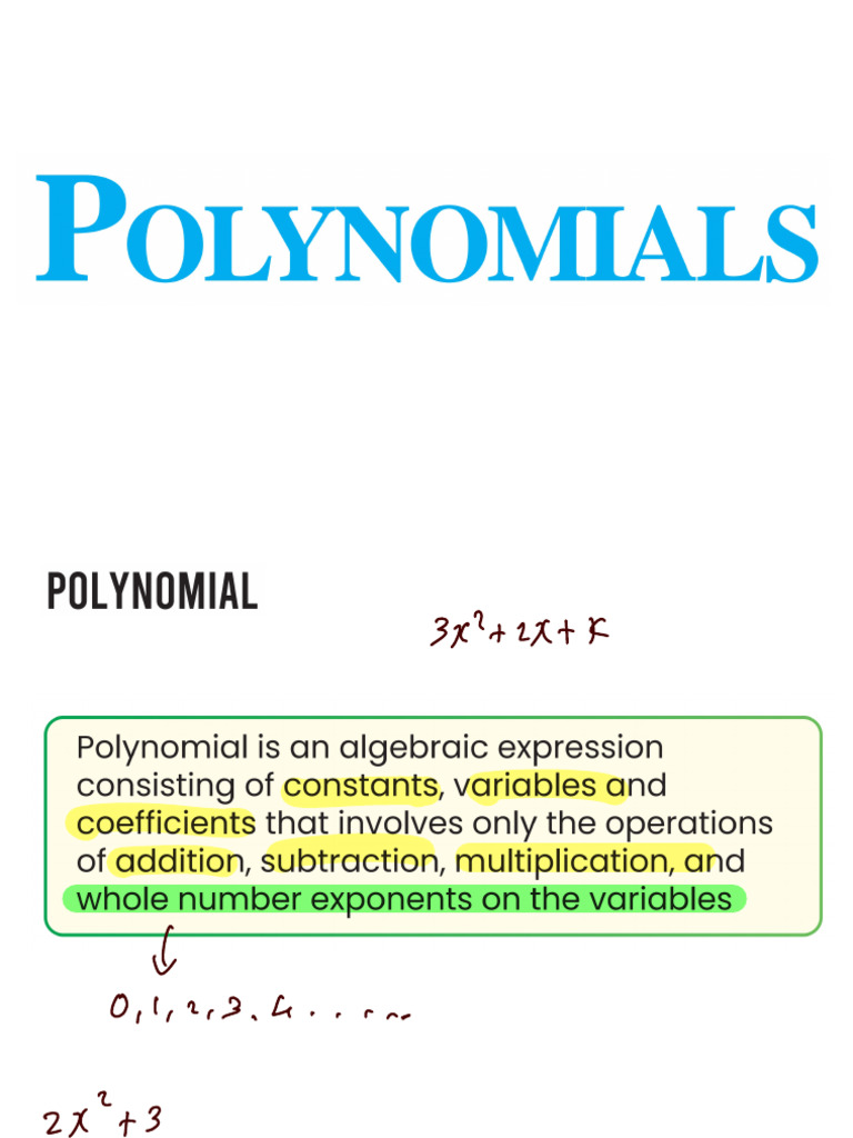 Polynomials [ Part - 01 ] | PDF