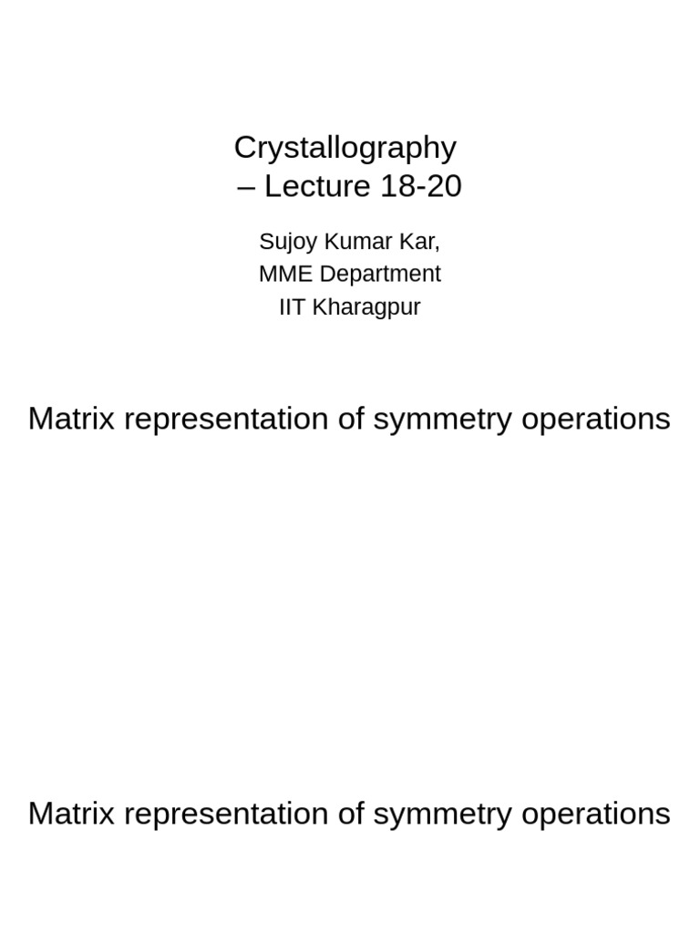 Symmetry Operations in Crystallography | PDF | Crystal Structure ...