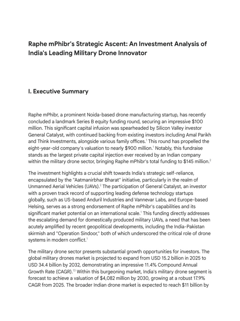 Raphe mPhibr: India's Military Drone Leader | PDF | Unmanned Aerial ...