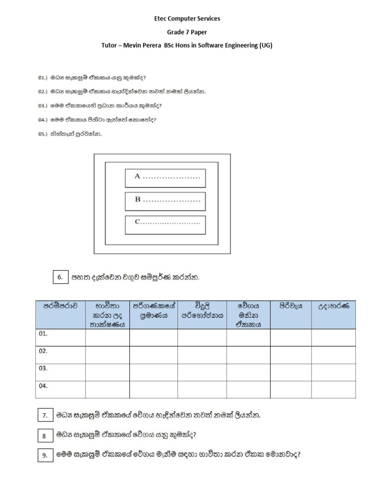 Grade 7 Computer Services Paper | PDF