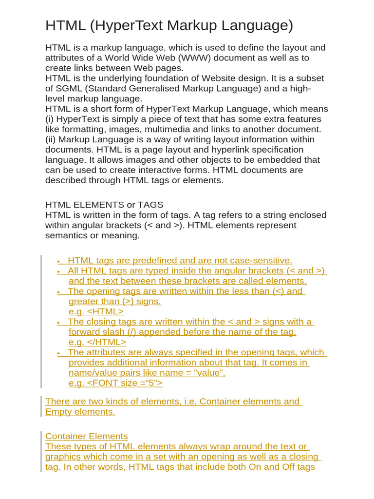Introduction of HTML(1) | PDF