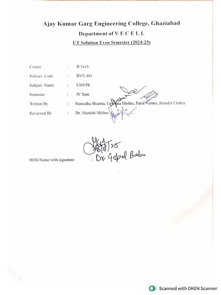 UT Solution BVE401!24!25 | PDF