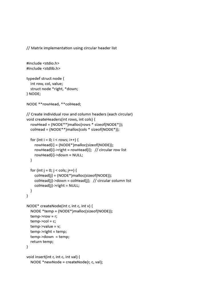 Open Ended Program-Sparse Matrix | PDF