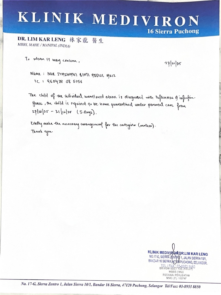 Surat Kuarantin Elzayn 27:10:2025 | PDF