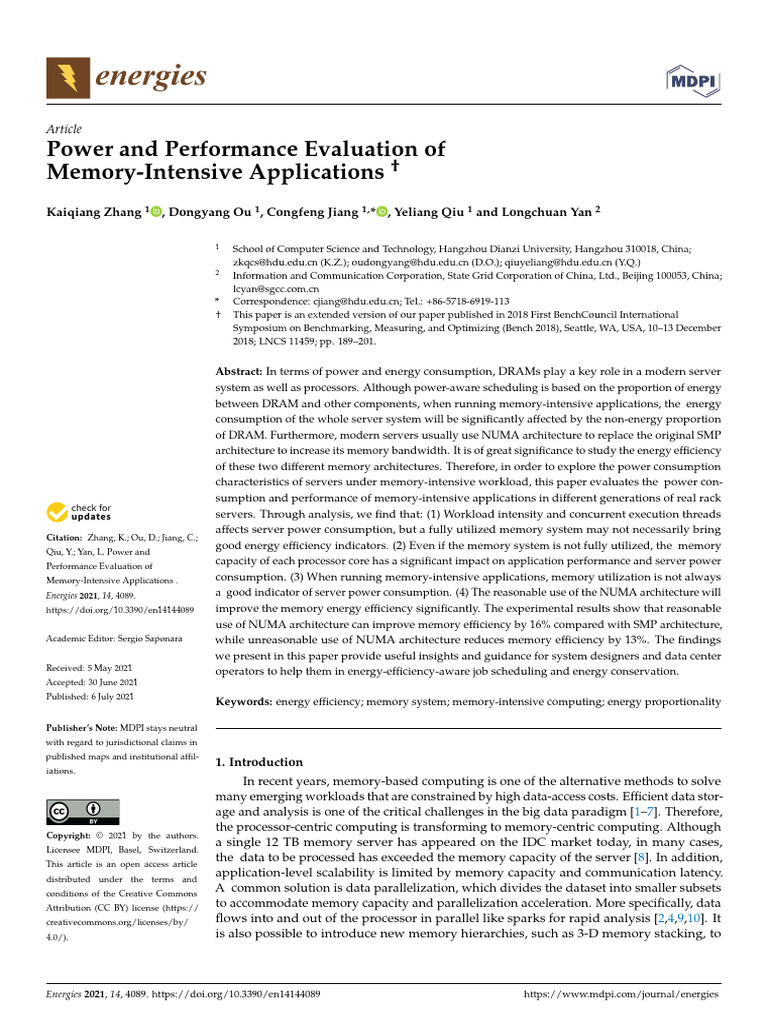 Power and Performance Evaluation of Memory-Intensi | PDF | Multi Core ...