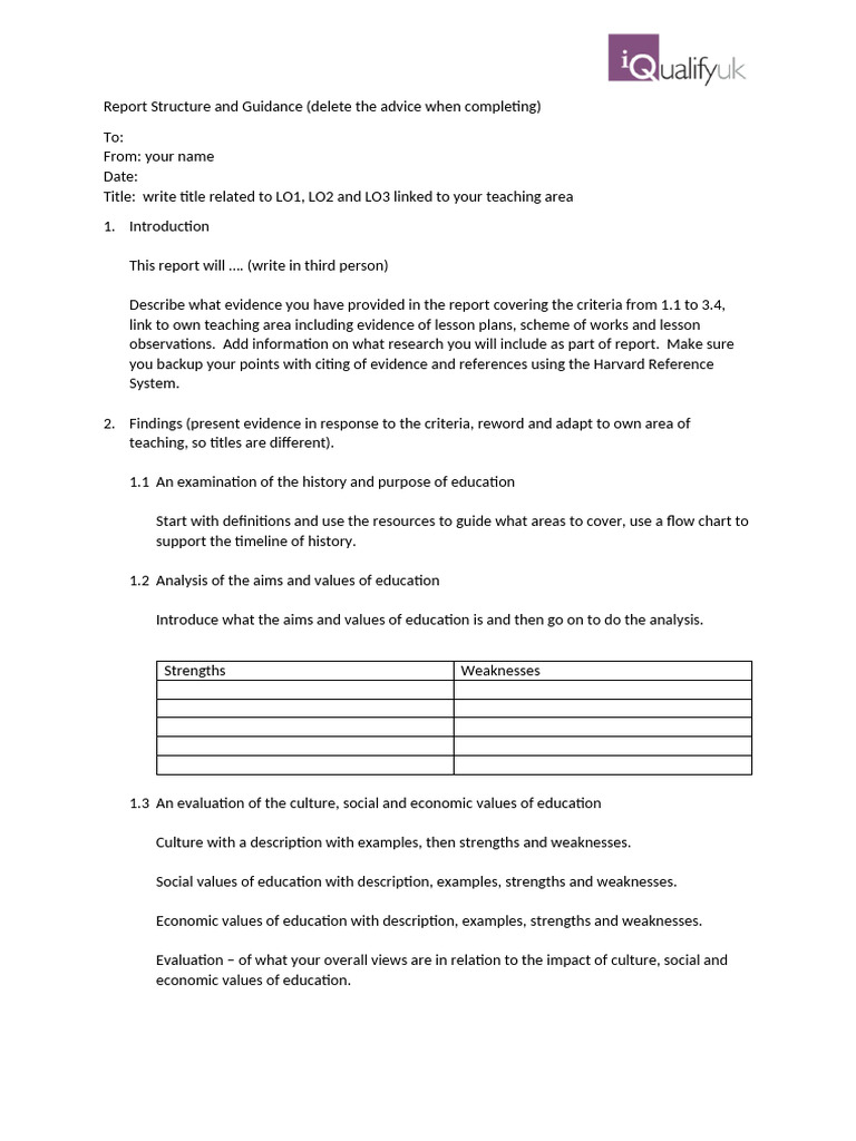 Report Structure and Guidance | PDF | Evaluation | Philosophy Of Education