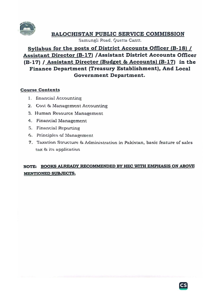 Syllabus Accounting 17 and 18 | PDF