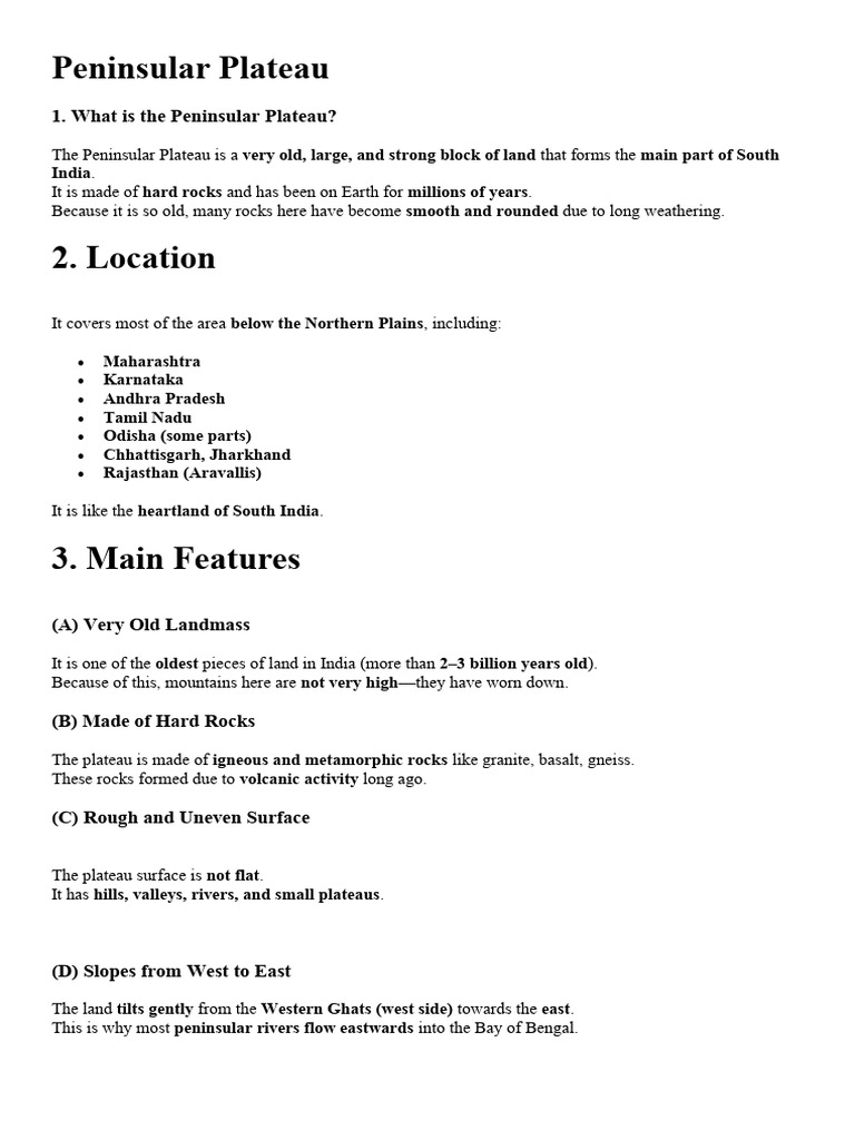 Peninsular Plateau | PDF | Plateau | Physical Geography