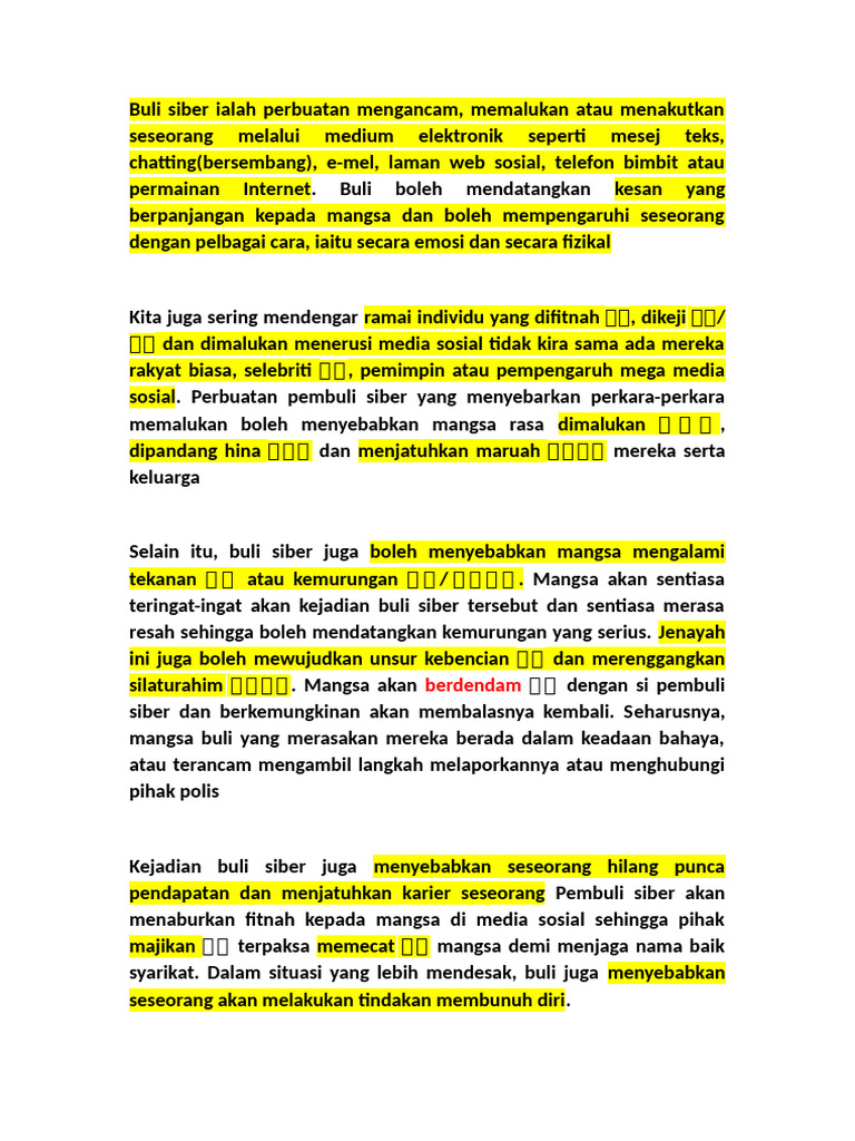 Buli Siber Ialah Perbuatan Mengancam | PDF