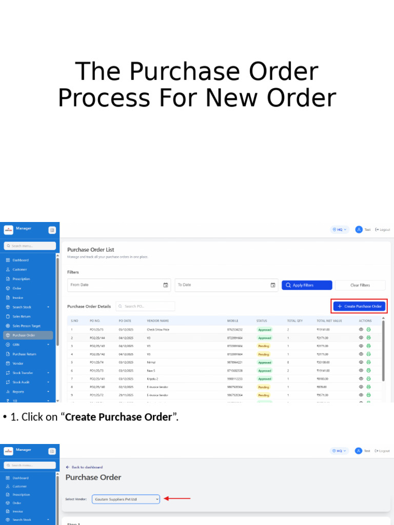 The Purchase Order Process For New Order | PDF