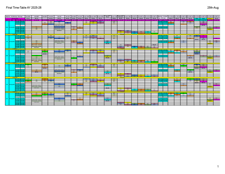 AY 2025-26 Final Time Table | PDF