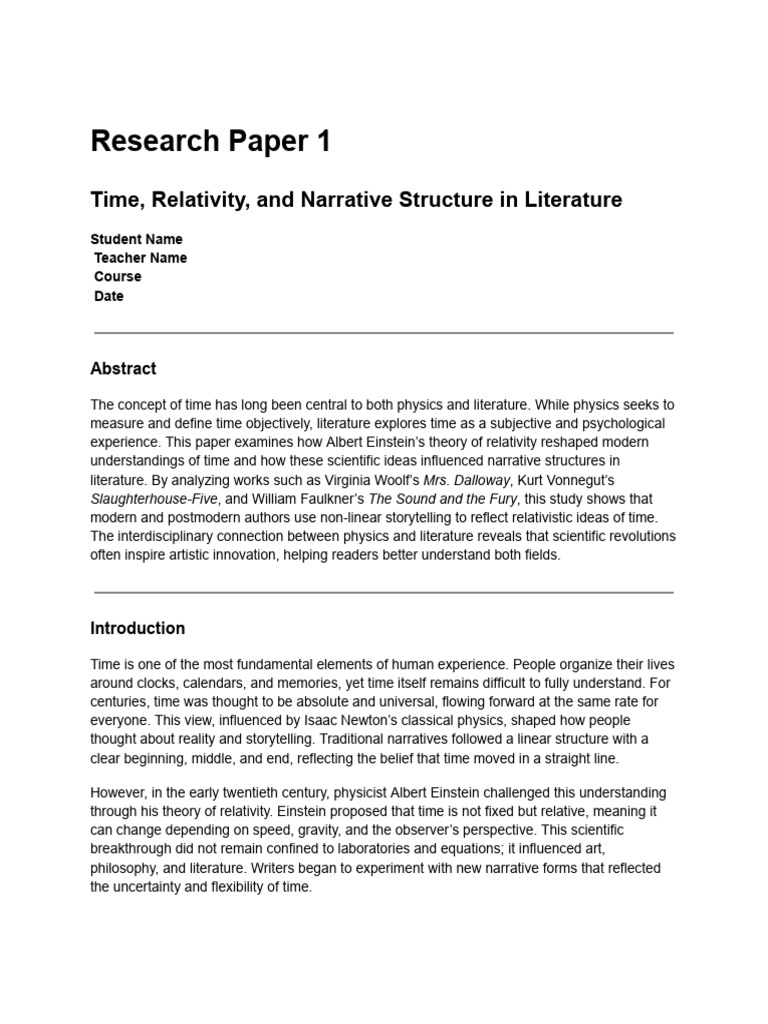 Physics research paper | PDF | Time | Narrative