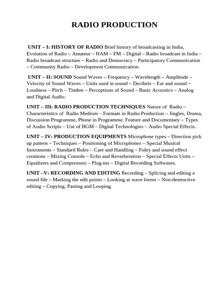 Radio Production | PDF | Radio Wave | Radio