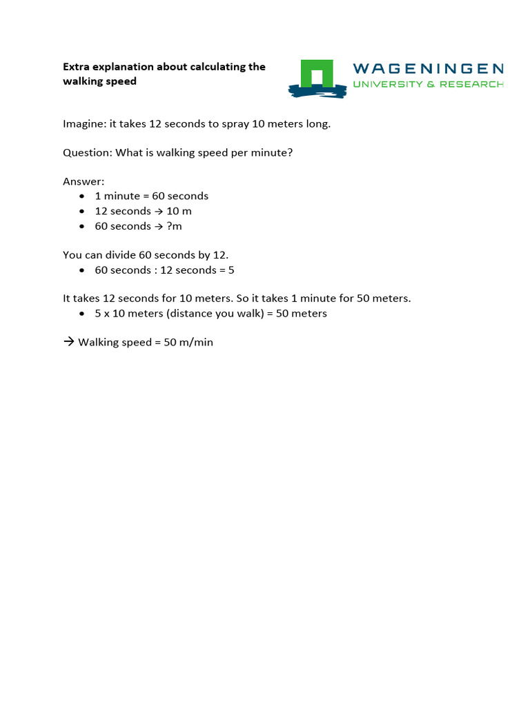 Calculate Walking Speed in Meters Per Minute | PDF
