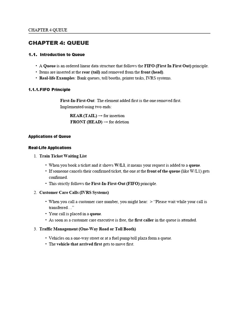 Chapter 4 Queue | PDF | Queue (Abstract Data Type) | Computer Programming