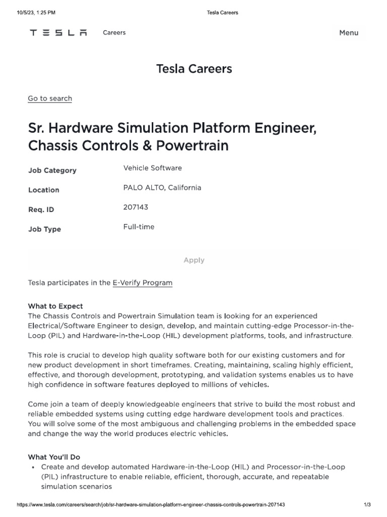 Sr Hardware Simulation Platform Engineer, Chassis Controls & Powertrain ...