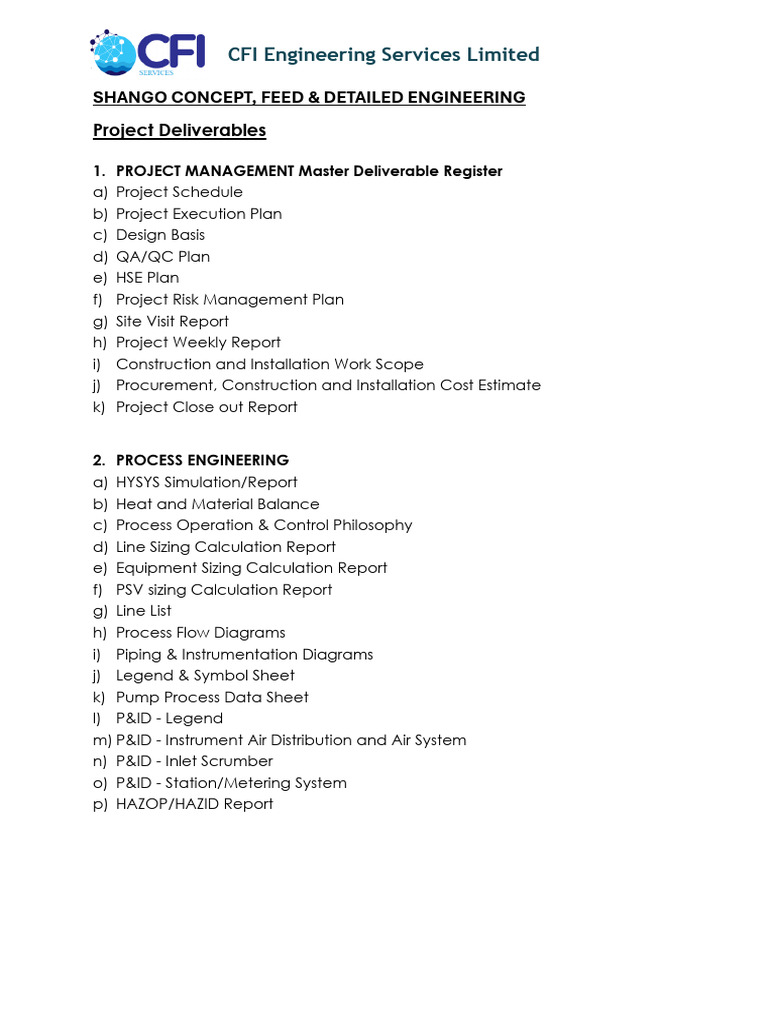 Comprehensive Engineering Project Deliverables | PDF | Electrical ...