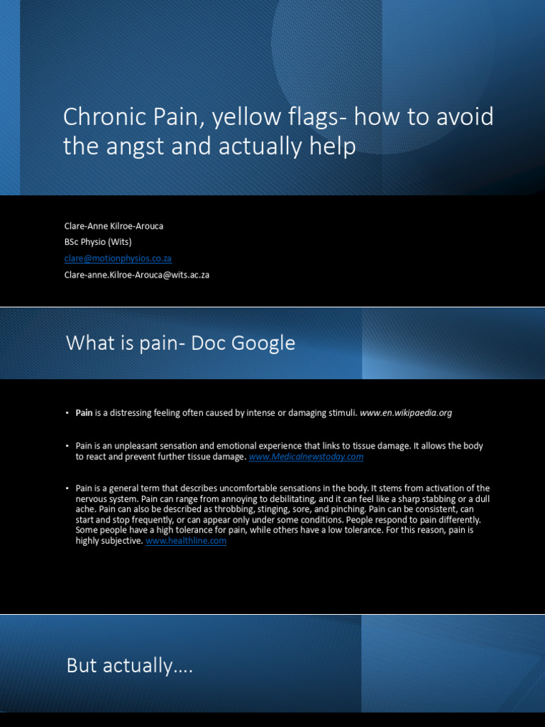 Chronic Pain, Yellow Flags- How to Avoid the Panic | PDF | Pain ...