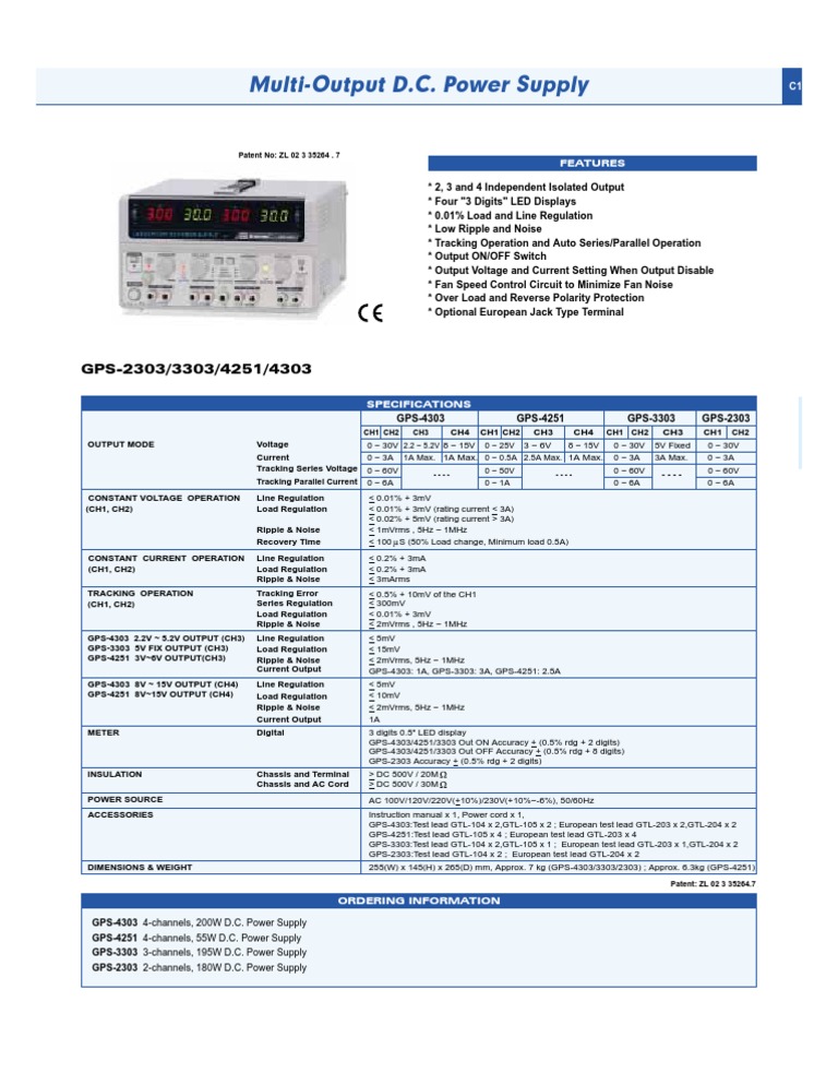 Gwinstek Gps 3303 | PDF | Power Supply | Direct Current
