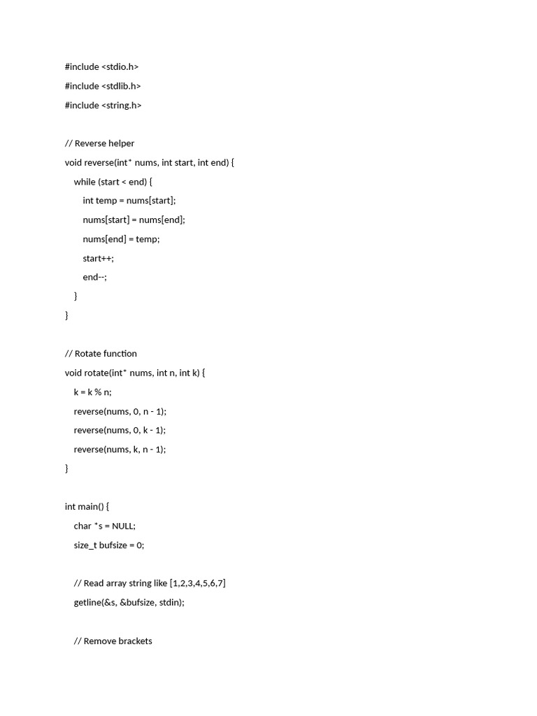 Rotate Array C Code | PDF