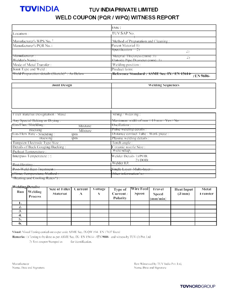 Weld Coupon Witness Report | PDF