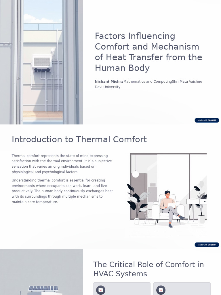 Factors Influencing Comfort and Mechanism of Heat Transfer From The ...