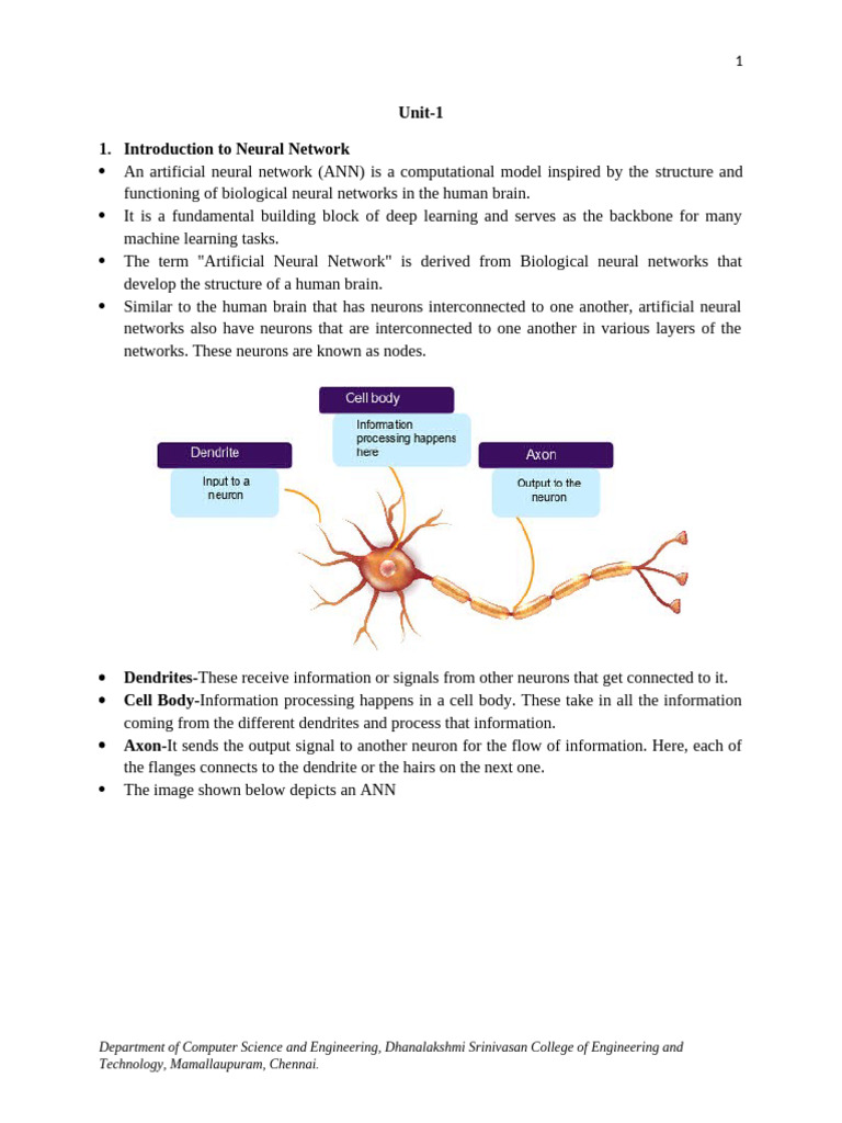 NNDL Unit-1 | PDF | Deep Learning | Algorithms