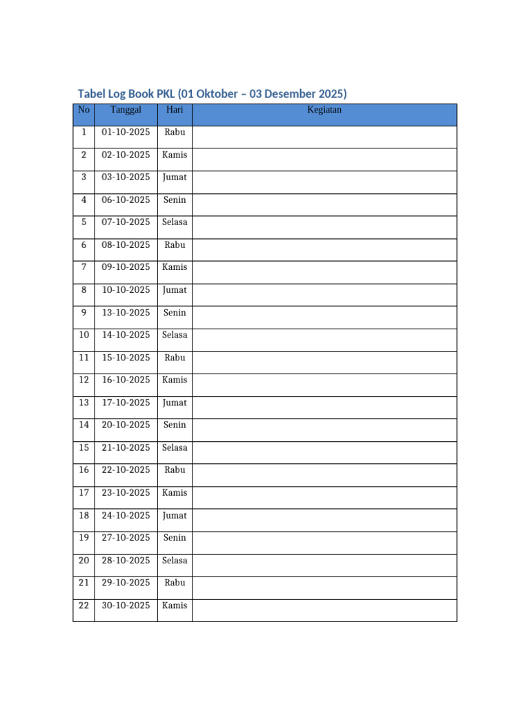 Log Book PKL 2025: Kegiatan Harian | PDF | Multidimensional Signal ...