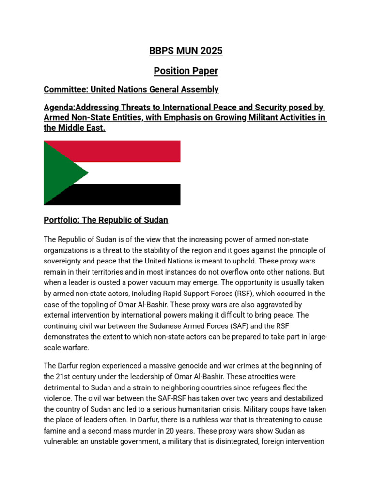 My Position Paper-Delegate of Republic of Sudan-Shlok Patil 10 B | PDF ...