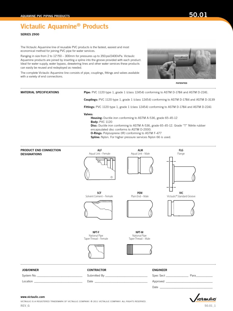 Victaulic Aquamine PVC Pipe Products | PDF | Pipe (Fluid Conveyance ...