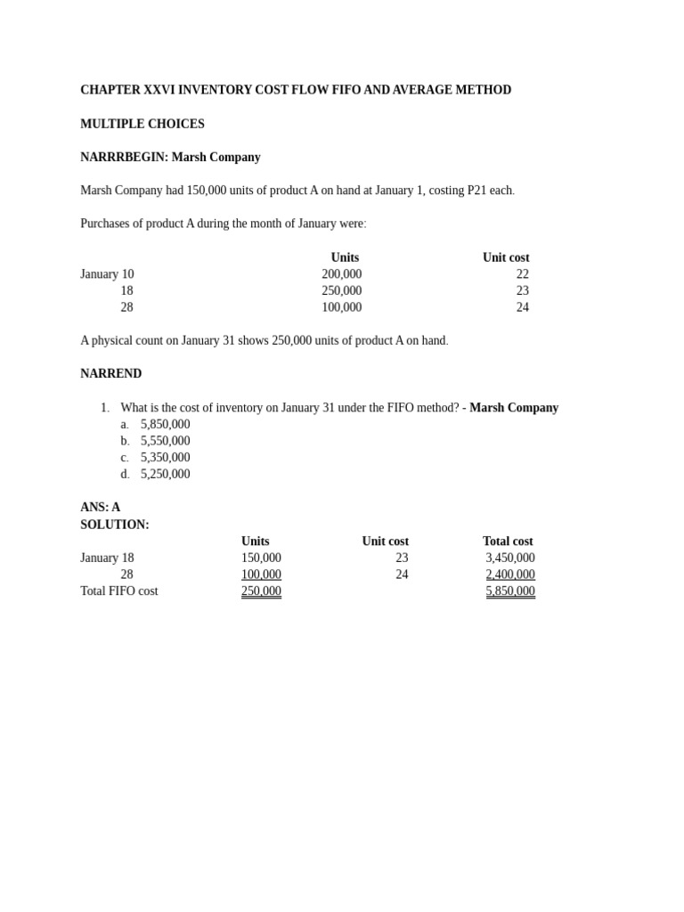 CHAPTER-XXVI-INVENTORY COST FLOW FIFO AND AVERAGE METHOD_PANELO | PDF ...