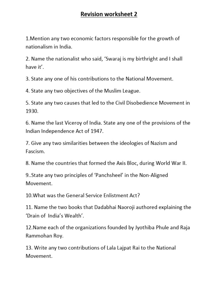 Key Questions on Indian Nationalism and History | PDF