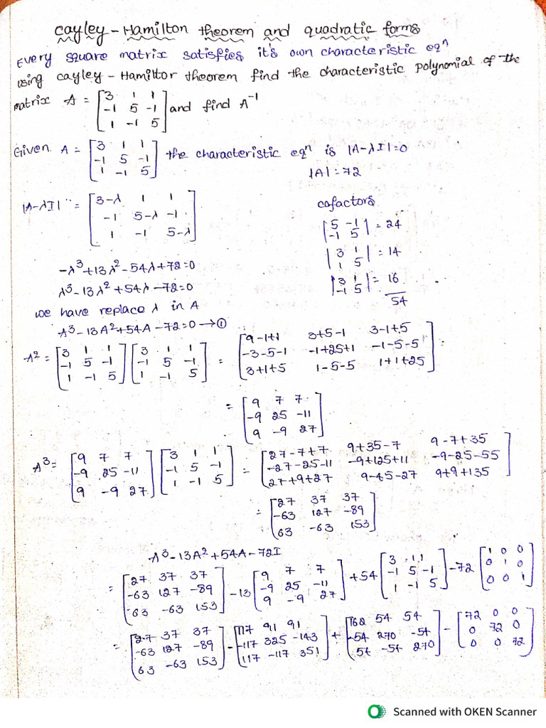 2nd Unit ... Cayley Hamilton Theorem and Quadratic Forms | PDF