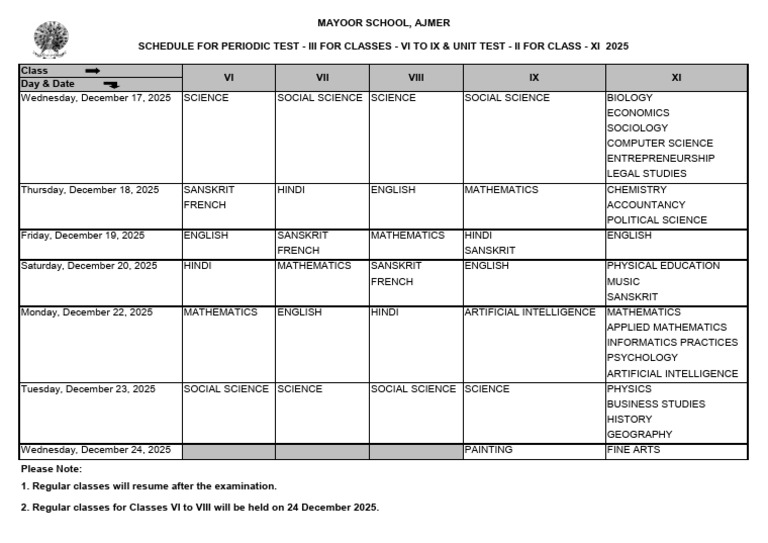 Schedule, Pt-Iii - Vi To Ix - Ut-Ii - Xi - 2025 | PDF | Social Sciences ...