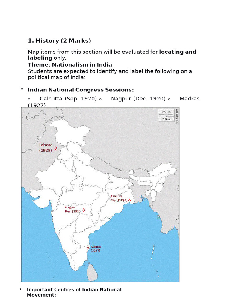 Map Work Class 10 | PDF